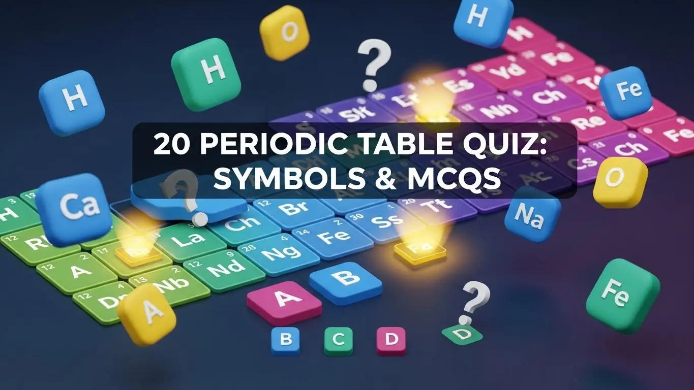 20 Periodic Table Quiz Symbol with Multiple Choice Answers