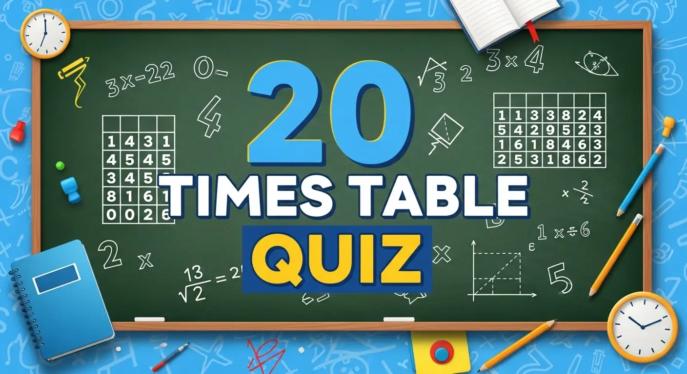 20 Times Table Quiz Questions for Kids (Multiplication Quiz)